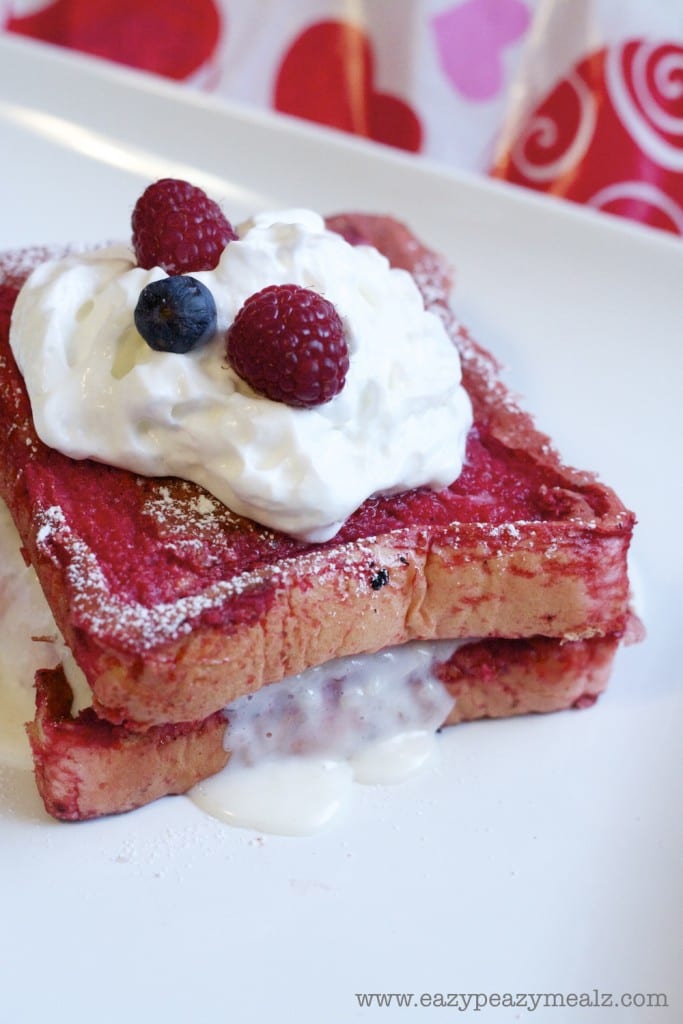 Red Velvet Raspberry and Cream Cheese Stuffed French Toast - Easy Peasy ...