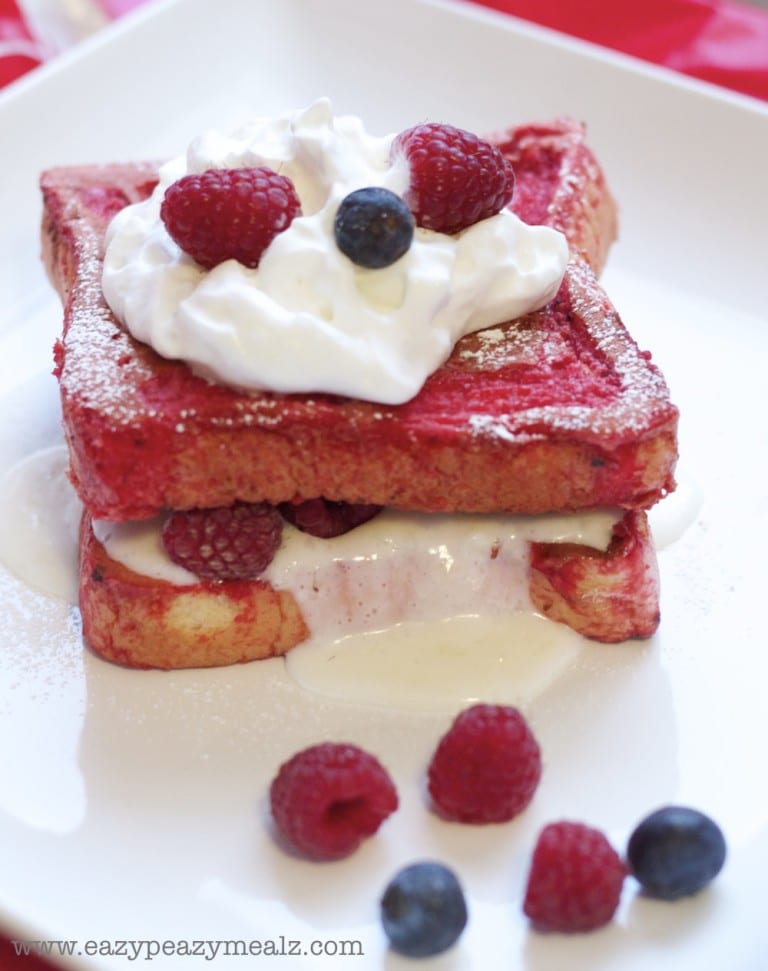 Red Velvet Raspberry and Cream Cheese Stuffed French Toast - Easy Peasy ...