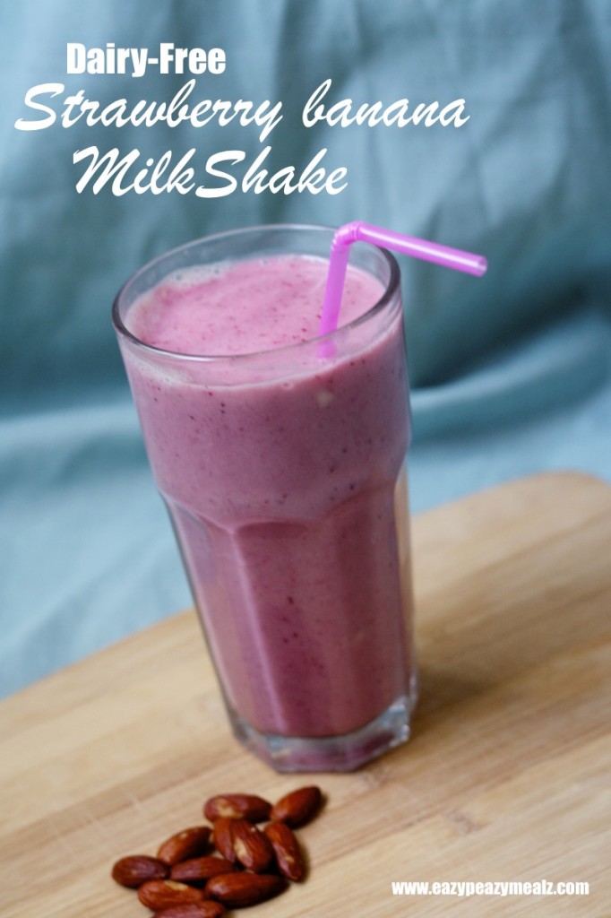 Dairy-Free Strawberry Banana Milkshake - Easy Peasy Meals