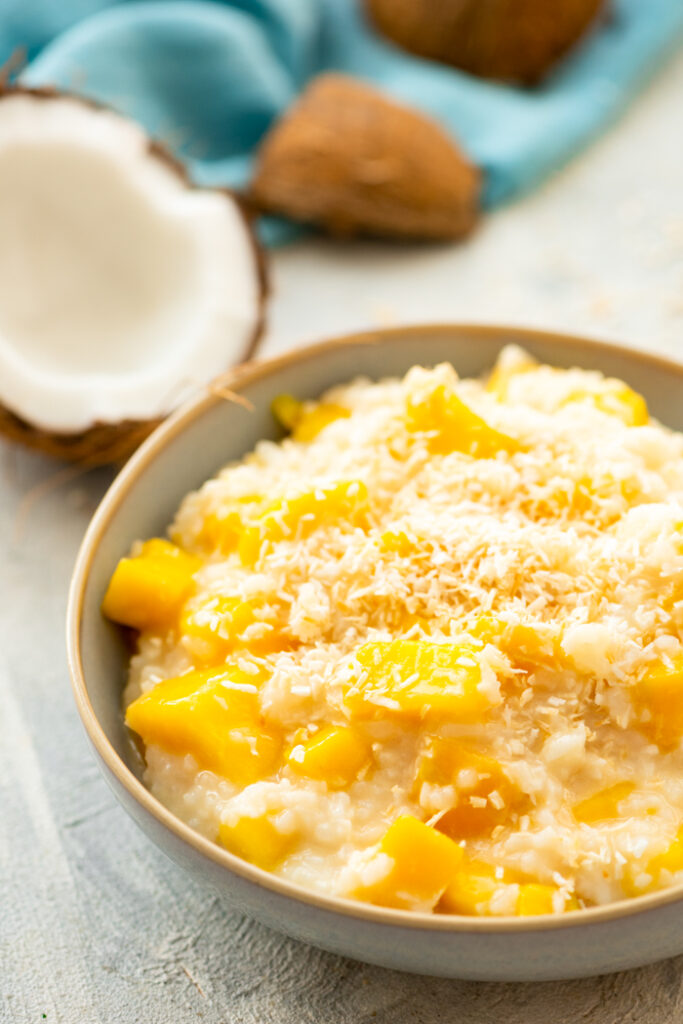 Coconut Mango Rice Pudding (Dairy Free) - Easy Peasy Meals