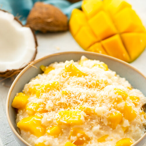 Coconut Mango Rice Pudding (Dairy Free) - Easy Peasy Meals