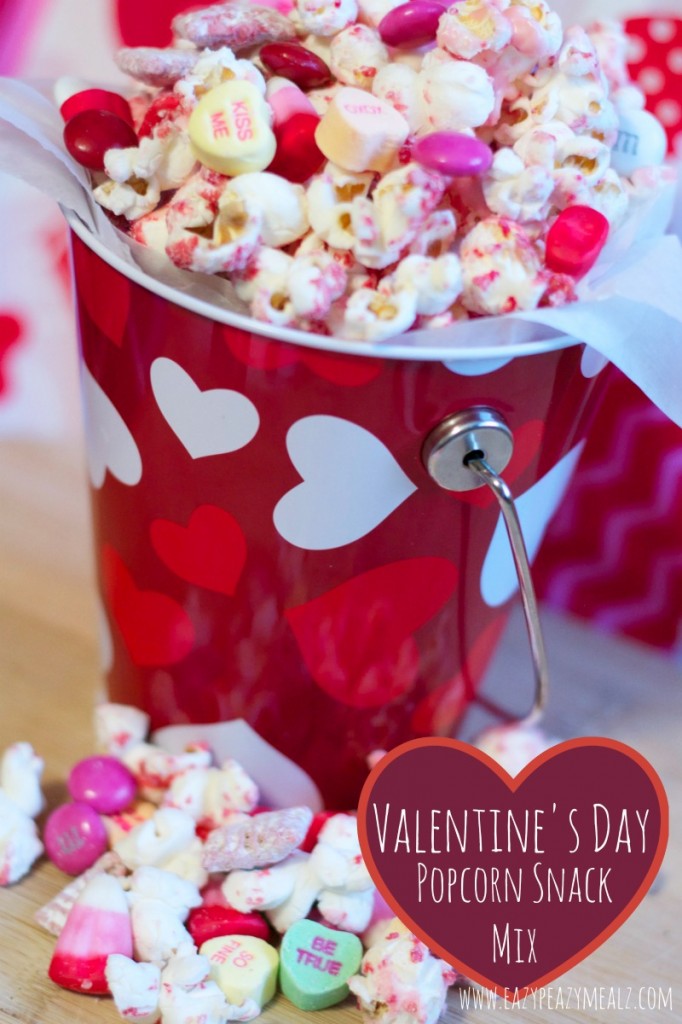 Valentine's Day Popcorn Snack Mix - Easy Peasy Meals