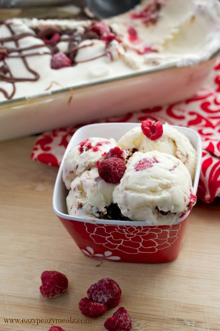 Raspberry Nutella Swirl Ice Cream - Easy Peasy Meals