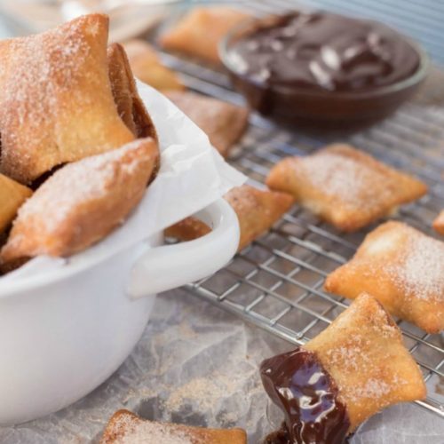 Cinnamon Cream Cheese Stuffed Churro Bites - Easy Peasy Meals