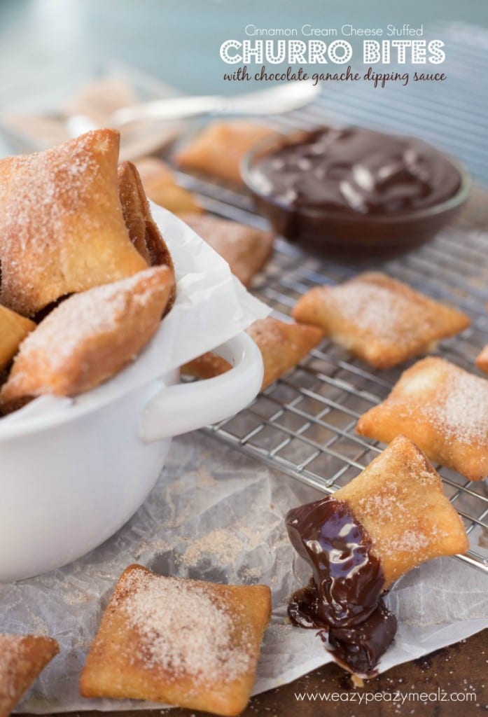 Cinnamon Cream Cheese Stuffed Churro Bites - Easy Peasy Meals