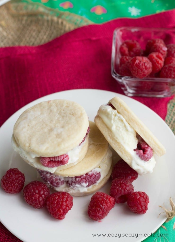 Lemon Raspberry Shortbread Ice Cream Cookie Sandwich - Easy Peasy Meals