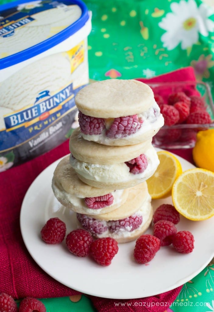 Lemon Raspberry Shortbread Ice Cream Cookie Sandwich - Easy Peasy Meals