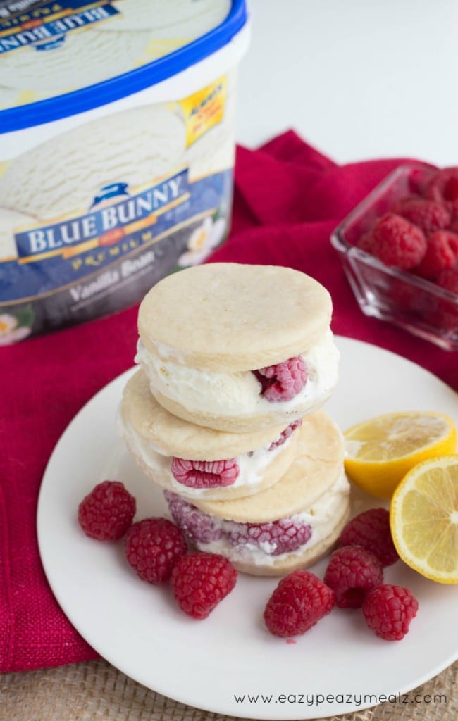 Lemon Raspberry Shortbread Ice Cream Cookie Sandwich - Easy Peasy Meals