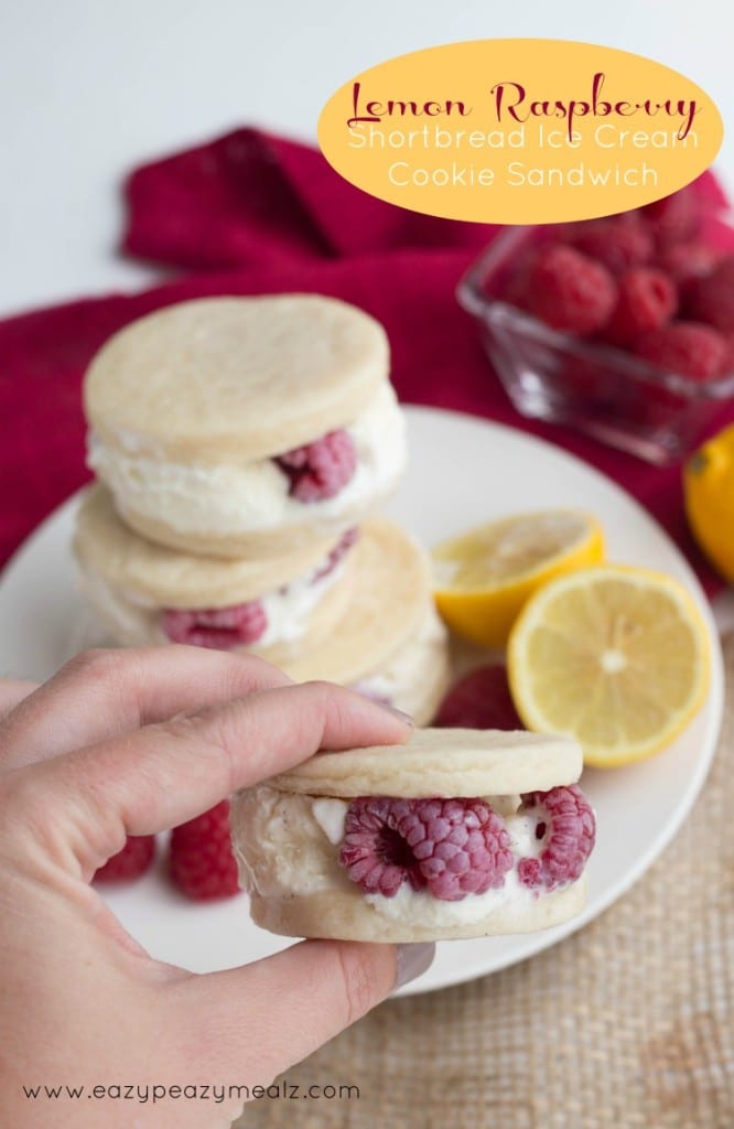 Lemon Raspberry Shortbread Ice Cream Cookie Sandwich - Easy Peasy Meals