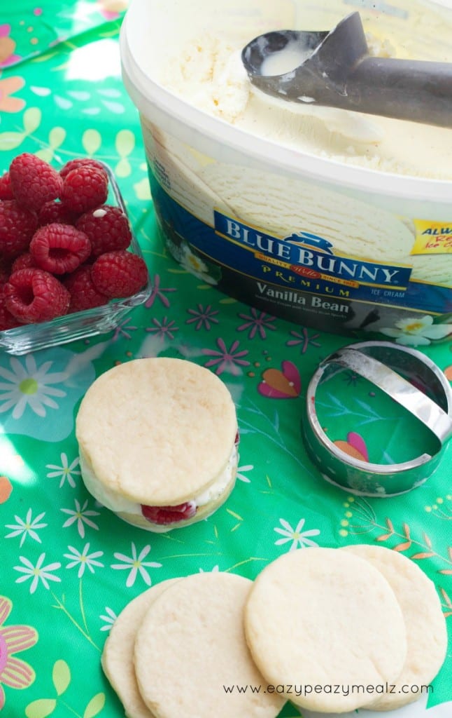 Lemon Raspberry Shortbread Ice Cream Cookie Sandwich - Easy Peasy Meals