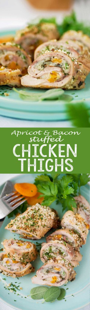 Apricot and Bacon Stuffed Chicken Thighs - Easy Peasy Meals