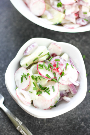 Cucumber Radish Salad with Creamy Salad Dressing - Easy Peasy Meals
