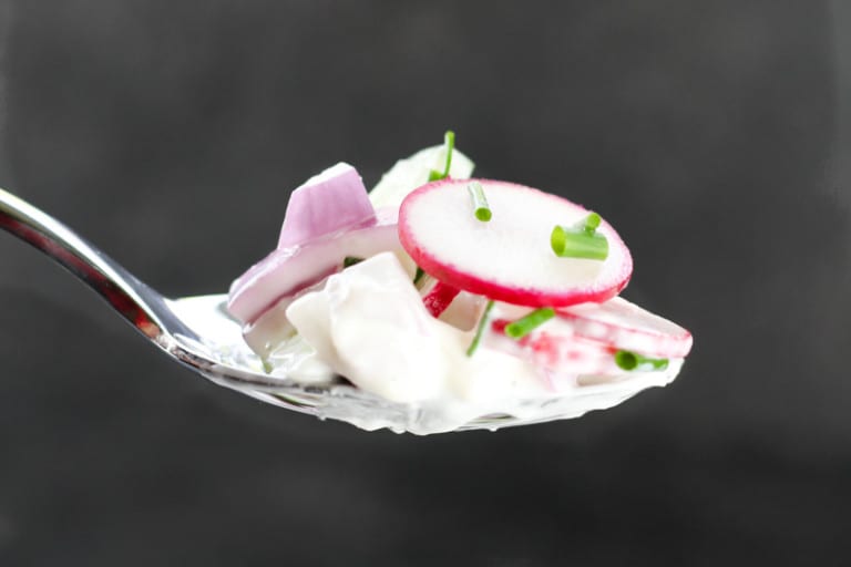 Cucumber Radish Salad with Creamy Salad Dressing - Easy Peasy Meals