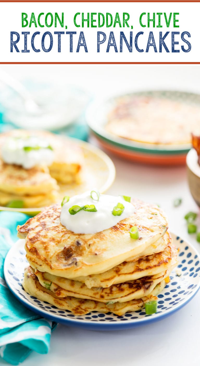 Savory Bacon, Cheddar, Chive Ricotta Pancakes - Easy Peasy Meals