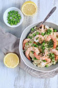 Baked Shrimp Pea and Lemon Risotto - Easy Peasy Meals