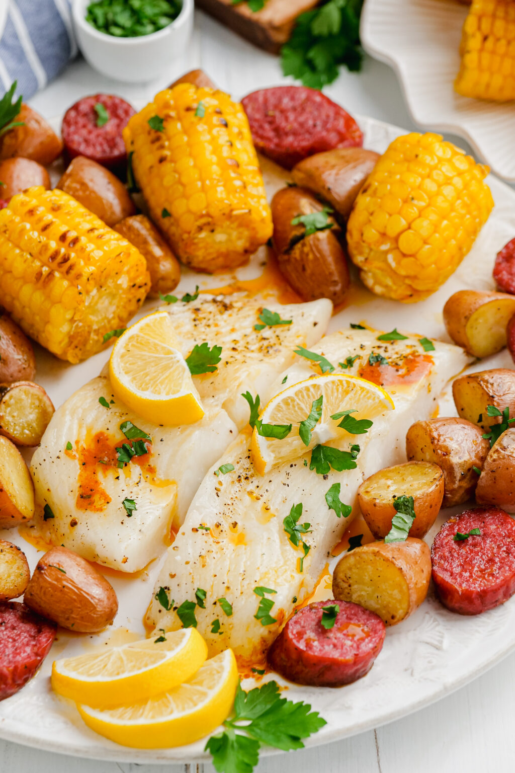 Roasted Halibut Sheet Pan Dinner - Easy Peasy Meals