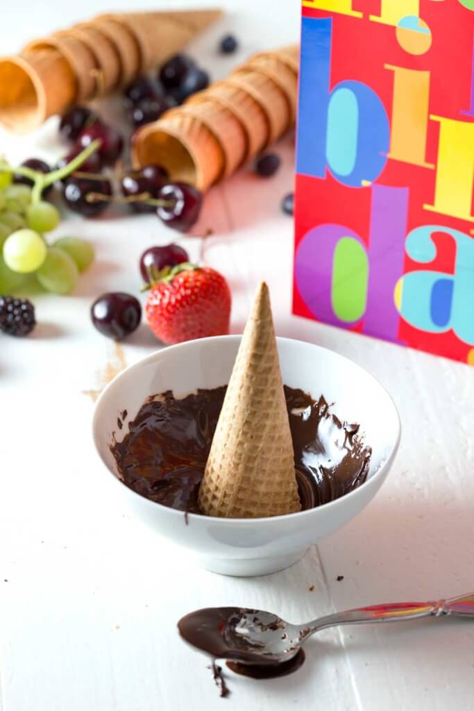 Chocolate Dipped Fruit Cones & Cheesecake Fruit Dip - Easy Peasy Meals