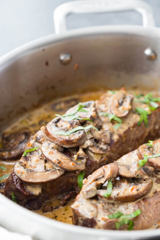 Steak with Garlic Mushroom Cream Sauce - Easy Peasy Meals