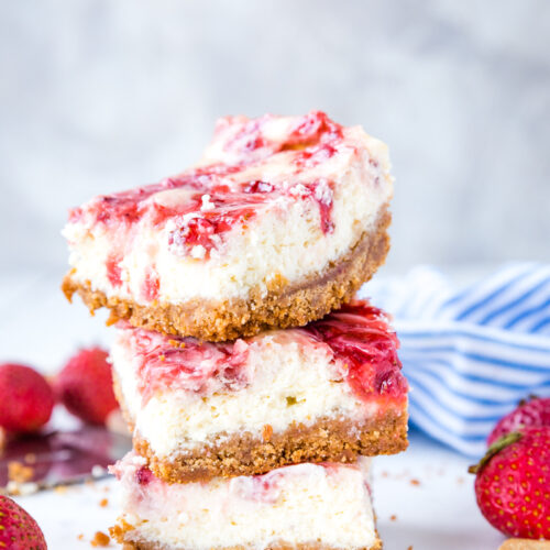 Strawberry Swirl Cheesecake Bars - Easy Peasy Meals
