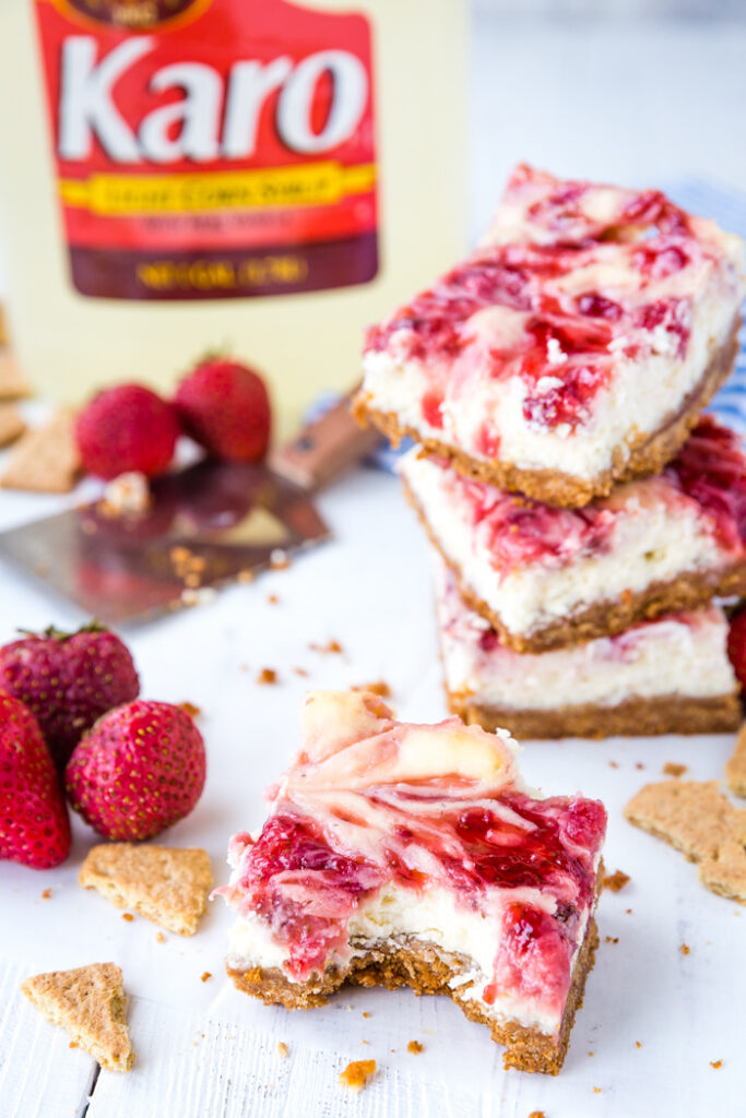 Strawberry Swirl Cheesecake Bars - Easy Peasy Meals